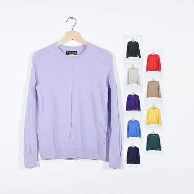 美丽诺羊毛羊绒圆领长袖毛衣