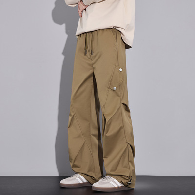 美式皱褶伞兵工装裤秋冬季新款男女同款潮牌宽松户外运动冲锋裤潮
