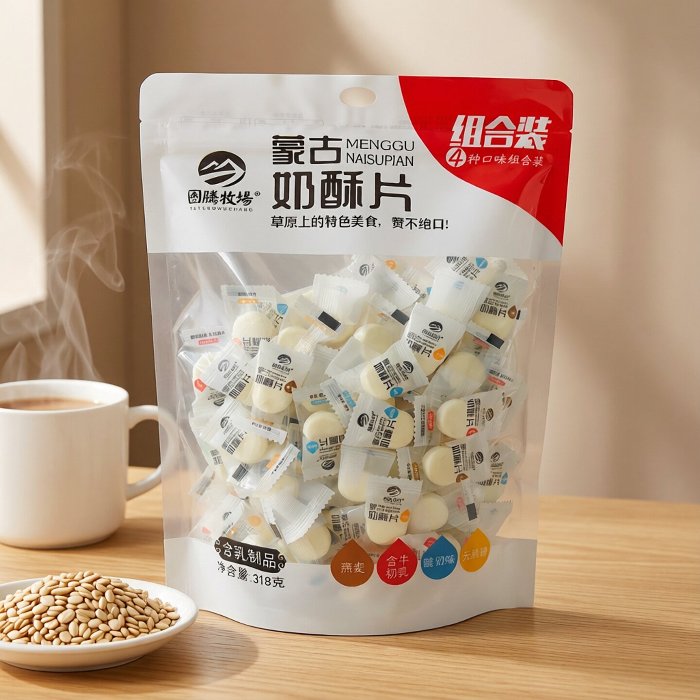 图腾牧场奶酥片318克组合装奶片儿童奶贝内蒙古特产儿童奶贝独立