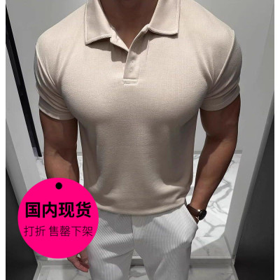 【特价现货】韩国东大门男装弹力翻领POLO衫纯色短袖T恤男-TS2820