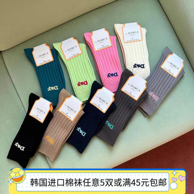 刺绣字母女袜韩国棉袜时尚潮袜