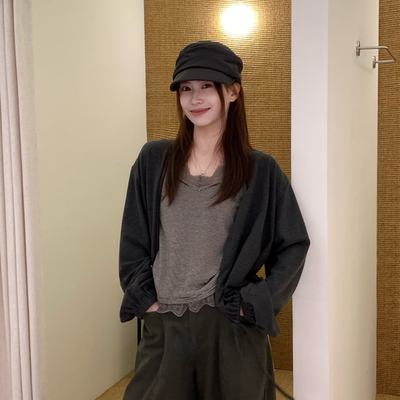 SUNCC自制 秋日晚风 韩系秋温柔气质氛围高级小众外套吊带两件套
