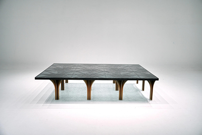 芬迪艺术玻璃茶几|量产中|实拍照