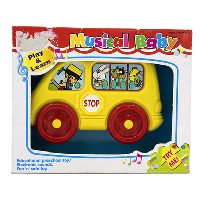 婴幼儿早教认知声效校巴玩具车