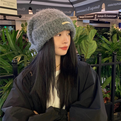 丁走走大头围毛线帽百搭秋冬男女