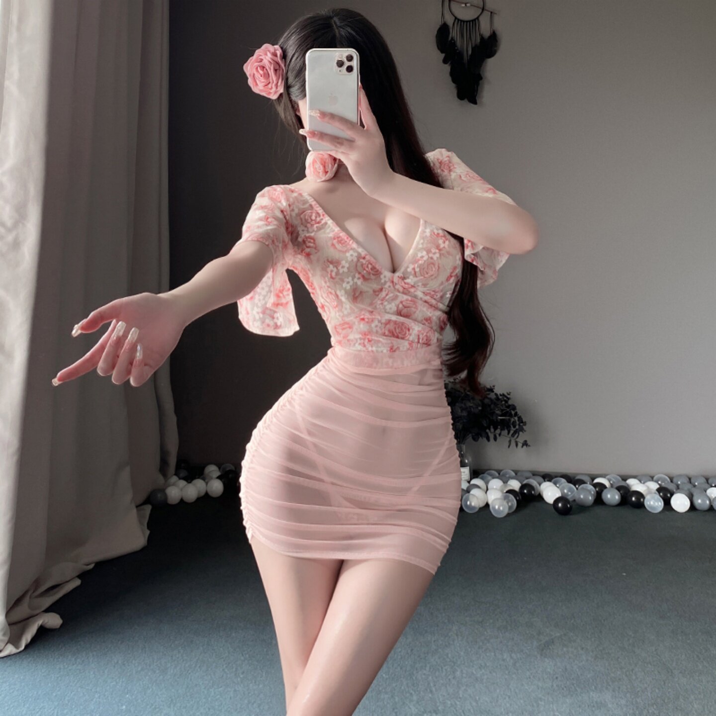 独特绝美睡裙透内连衣裙情调包臀裙床上透视网纱纯欲睡衣性感女款
