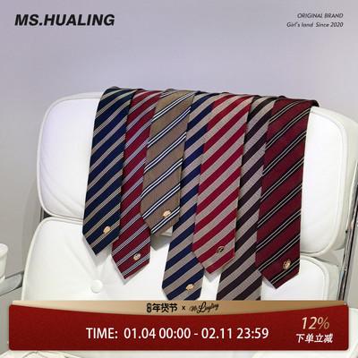 花铃太太jk条纹领带手打领带韩版印花原创新款学院风衬衫领结女