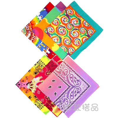 渐变漩涡涂鸦风bandanas小方巾