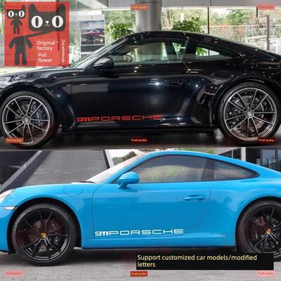 适用保时捷911Carrera4s车贴拉花992 turbo s字母改装侧裙贴纸997