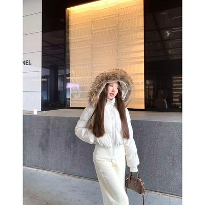 12/10 20:00【经典升级版】真貉子毛超大毛领90白鸭绒收腰羽绒衣