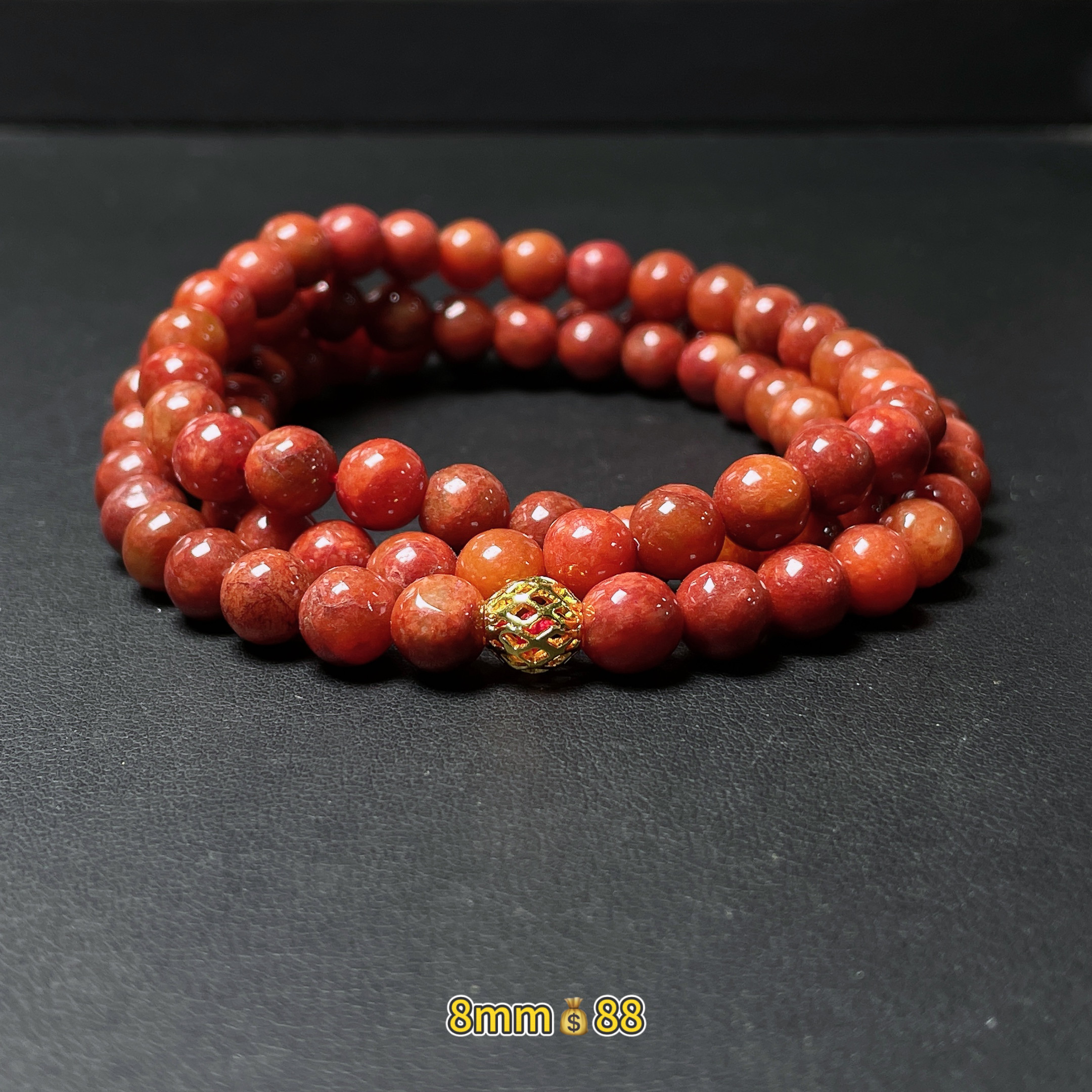 翡翠A货手串女款冰种满红玉石手链送女友闺蜜礼物8mm多圈手串两用