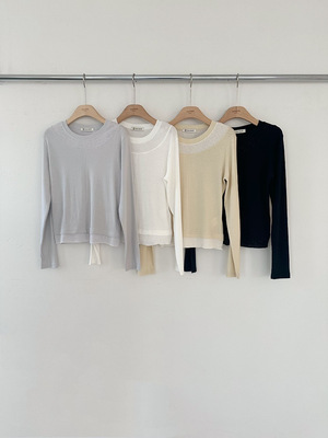 韩国东大门2026春季新品2nd GATE时尚拼接园林长袖T恤