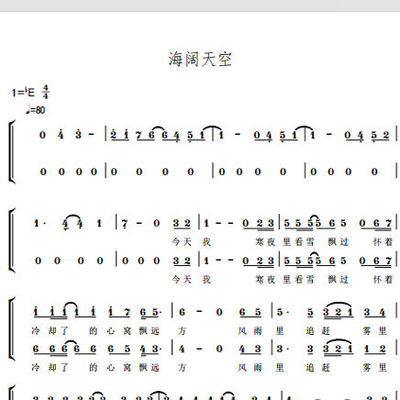 海阔天空 XUAN了室内合唱团 另售二三四声部合唱简谱钢琴伴奏谱