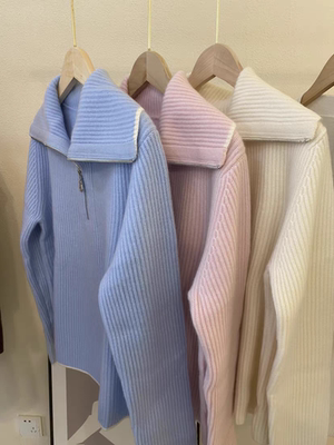 刘雯同款！MORo A类纱100%纯山羊绒，POlo领加厚元宝针净重400克