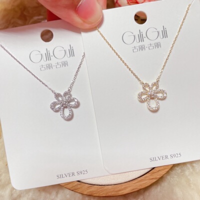 古丽银饰通体s925纯银微镶小花潮