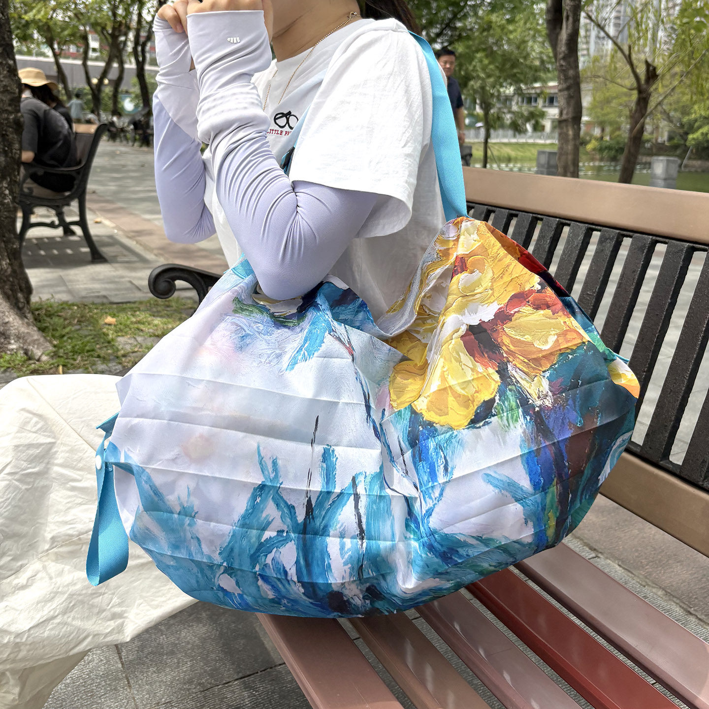 日系大容量可折叠风琴包便携轻便环保超市购物袋外出旅行单肩包包
