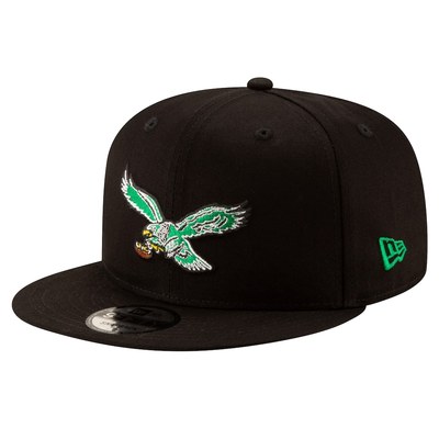 美国NFL代购正品New Era费城老鹰队棒球帽平沿帽子黑色Eagles