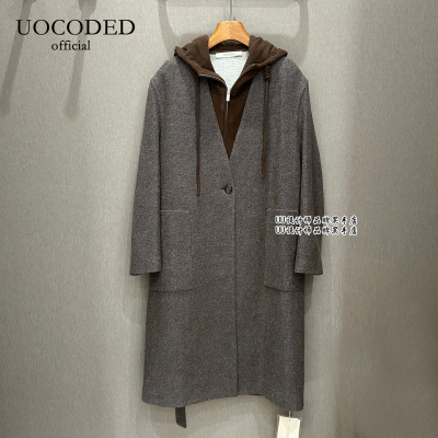 UNCODED | 正品专柜 设计师 25冬季 灰色 羊毛 长款 大衣 连帽