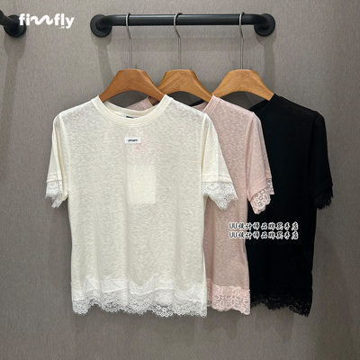 fizzfly |  正品专柜 设计师 2026新款春夏新款蕾丝拼接圆领T恤