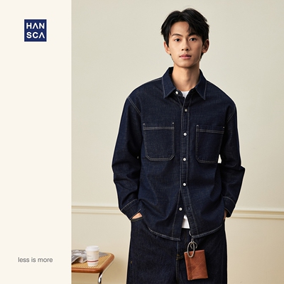 莱赛尔亚麻混纺牛仔衬衫男