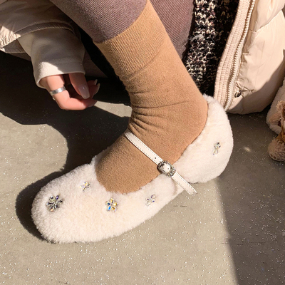 4.7cm水钻仙女风毛毛鞋女