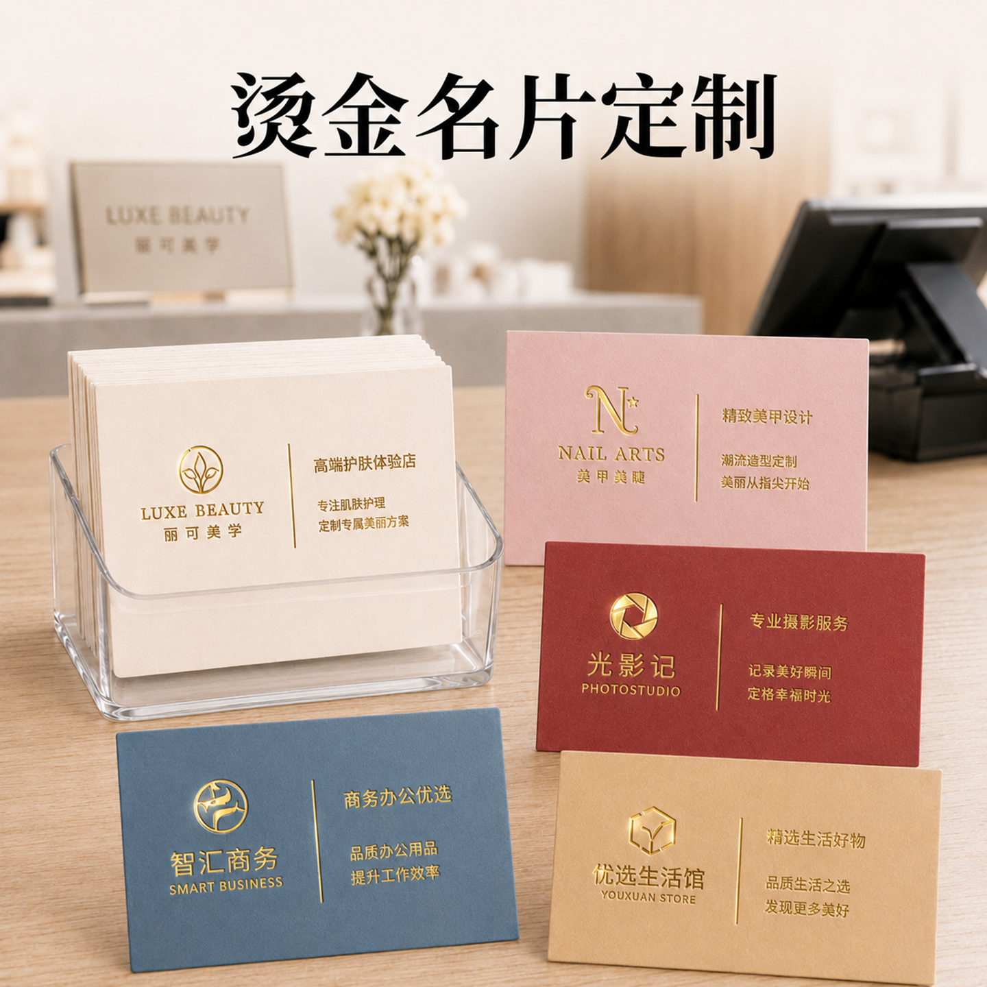 烫金名片定制前台展示商务公司高档logo设计客户品牌宣传卡片制作