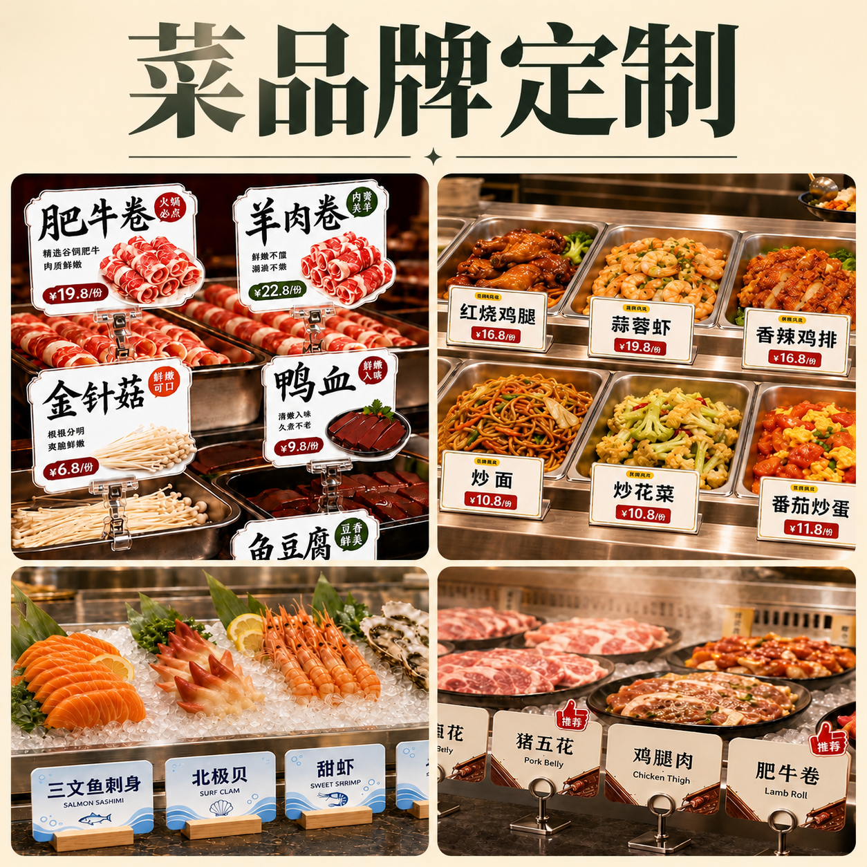 菜品牌定制火锅烤肉快餐自助餐展示牌菜名牌价签牌桌牌台牌制作