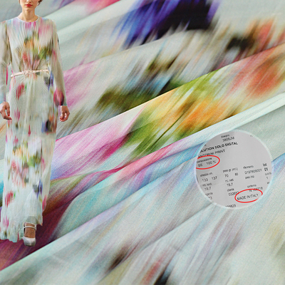 意大利彩色抽象韵染真丝缎