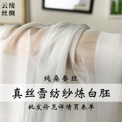 云绫雪纺纱桑蚕丝白胚布面料布料
