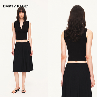EMPTYPAGE黑色V领交叉领背心