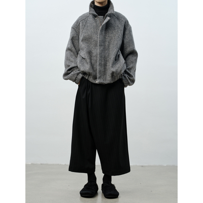 GRAINMUSTARD灰色斜纹立领夹克