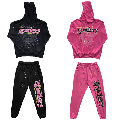 Sp5der 555555 Pink V2 Hoodie pants 明星同款长裤卫衣套装P*NK