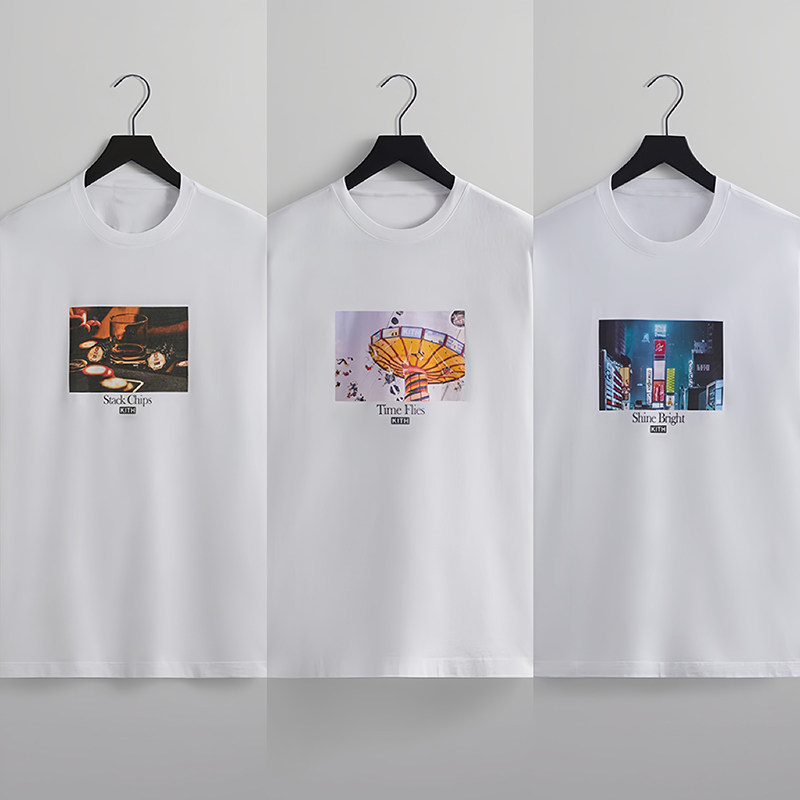 Kith Time Flies/Stack Chips/Shine Bright Tee简约印花纯棉半袖