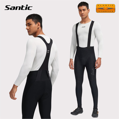 Santic森地客 抓绒背带骑行裤秋冬EIT双箭头坐垫保暖单车裤5-15度