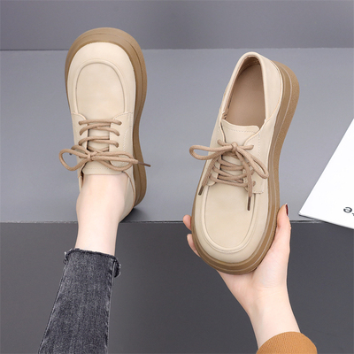 系带大码小皮鞋乐福鞋圆头英伦风