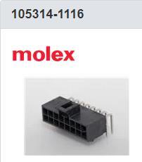 105314-1116 MOLEX 线对板 NANOFIT HDR RA DLR 16CKT TIN BLK 公
