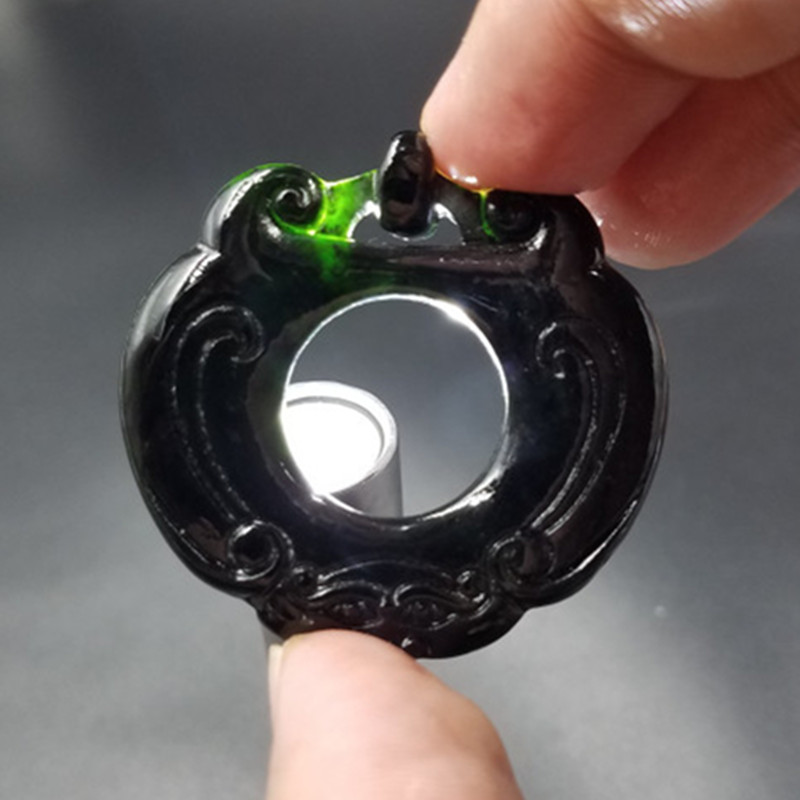 新款精美天然玉石墨玉仿古壁挂件蛇纹石玉双面雕刻挂件玉坠