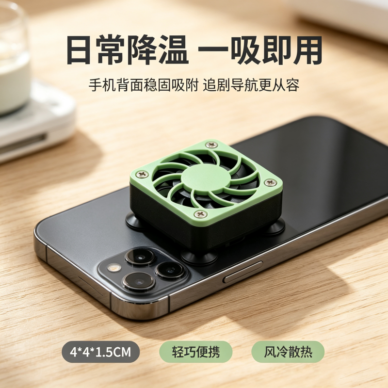 绿色背吸手机风冷风扇武侠手游专用长时间刷图防发热手机散热器