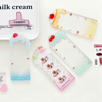 夏日冰沙覆膜透明印花人生四格相框钥匙扣书签卡套亚克力收纳挂件