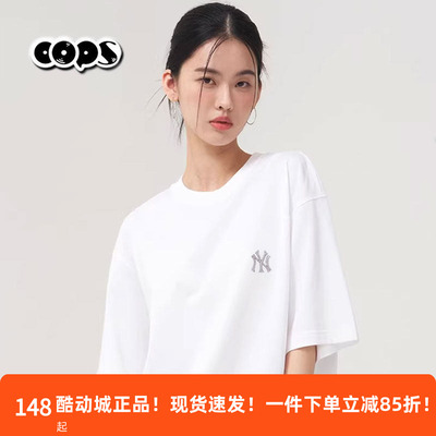 MLB短袖男女装新款NY刺绣logo运动半袖休闲上衣圆领T恤3ATSB0163