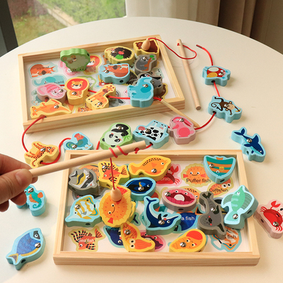 宝宝磁性钓鱼玩具串珠手眼协调