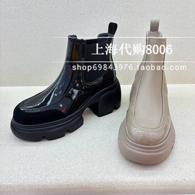 tigrisso蹀愫2025冬季女靴拼接一脚蹬切尔西靴厚底短靴TA65720-51