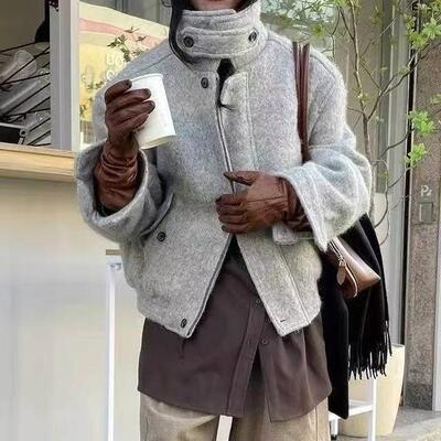londonflat经典立领毛呢短外套