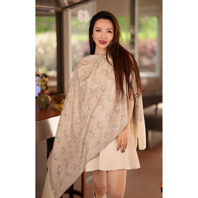 NagarNan- Pashmina设计款刺绣那家楠克什米尔手工羊绒披肩