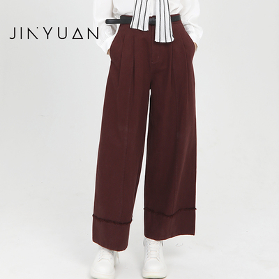 毛边定染阔腿裤金苑既视感松紧腰