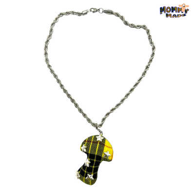 星星格子拼接蘑菇项链MOMMYMADE