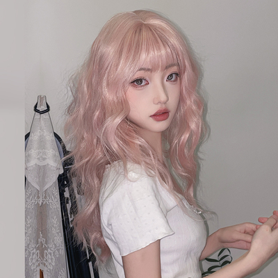 粉色蛋蛋卷中长发lolita卷发假发