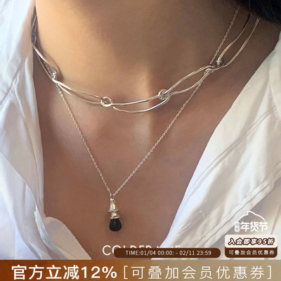 韩国coldframe黑玛瑙925纯银项链