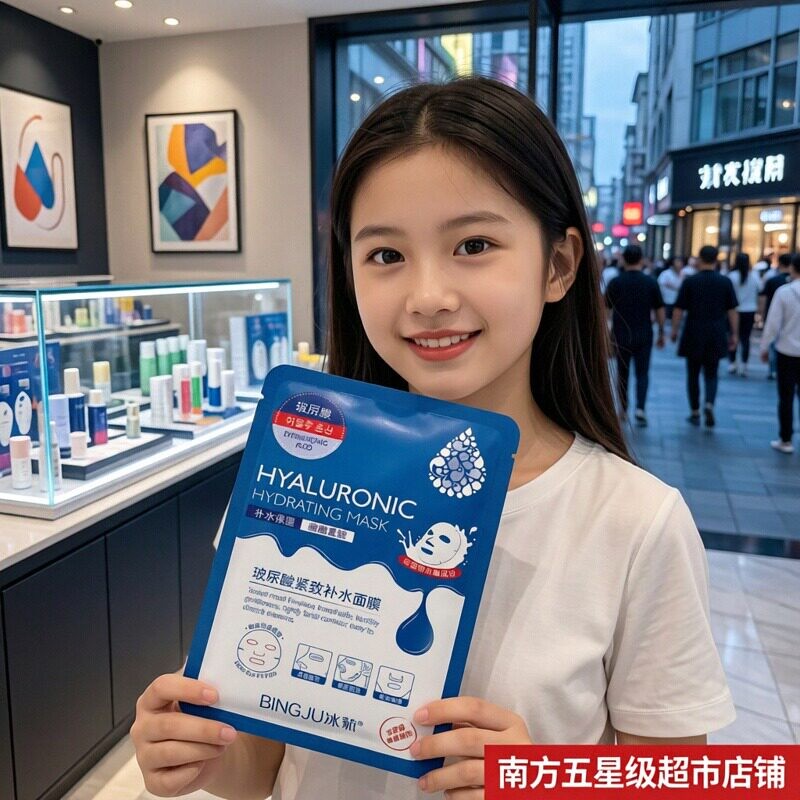 法国冰菊玻尿酸补水原液蚕丝隐形超薄贴膜男孩女士学生面膜贴便宜