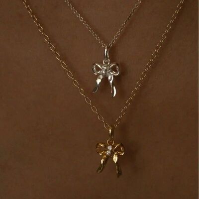 Exquisi Zircon Bowkno Pendan Necklaces for Women Girls Ligh